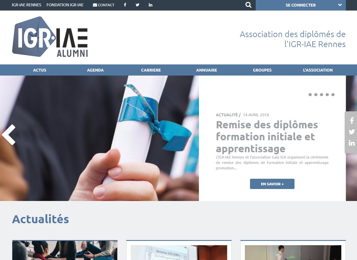 Lancement du nouveau site IGR Alumni - IGR IAE Rennes