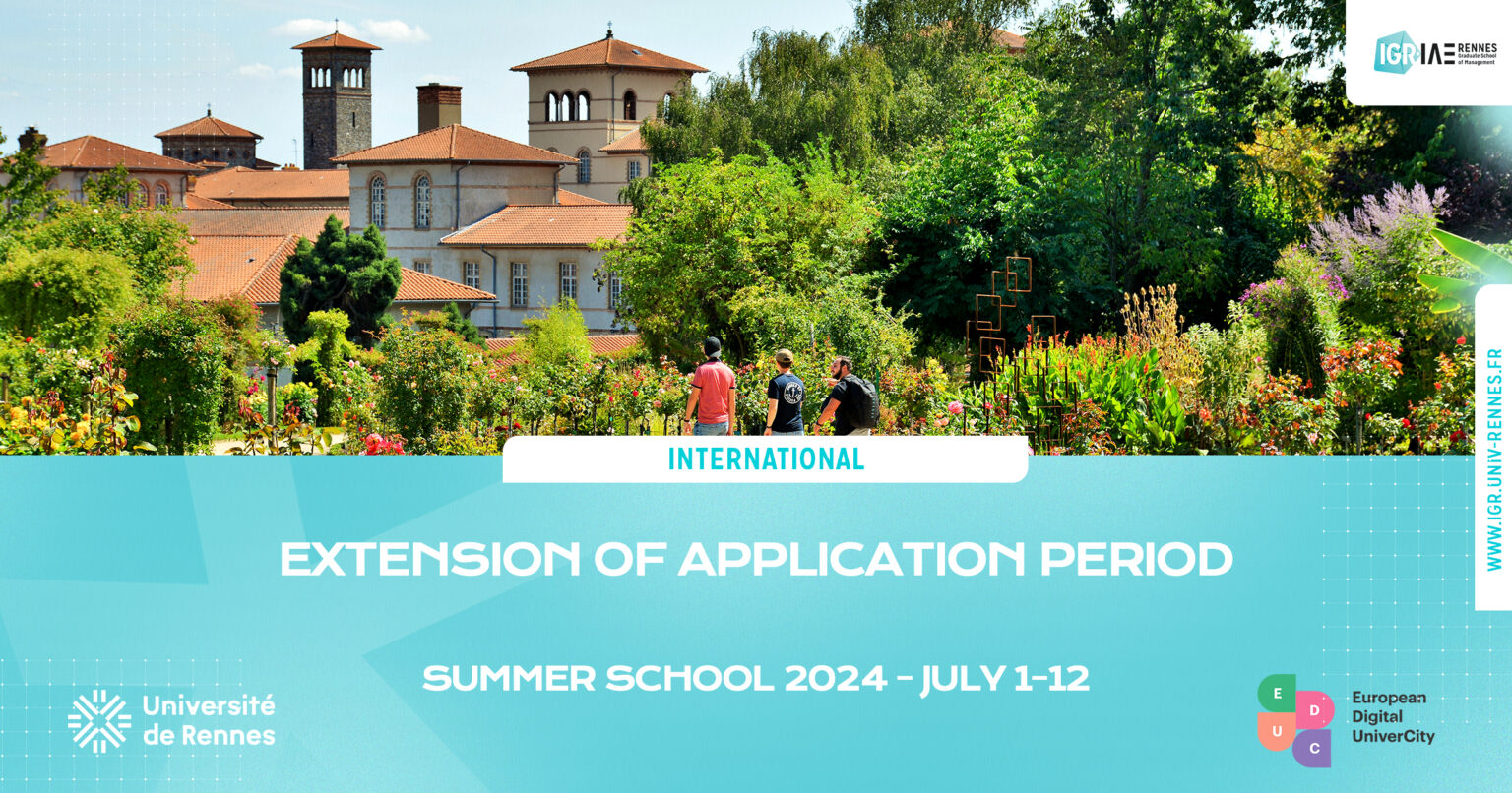 Extension of application period for our Summer School 2024 - IGR IAE Rennes